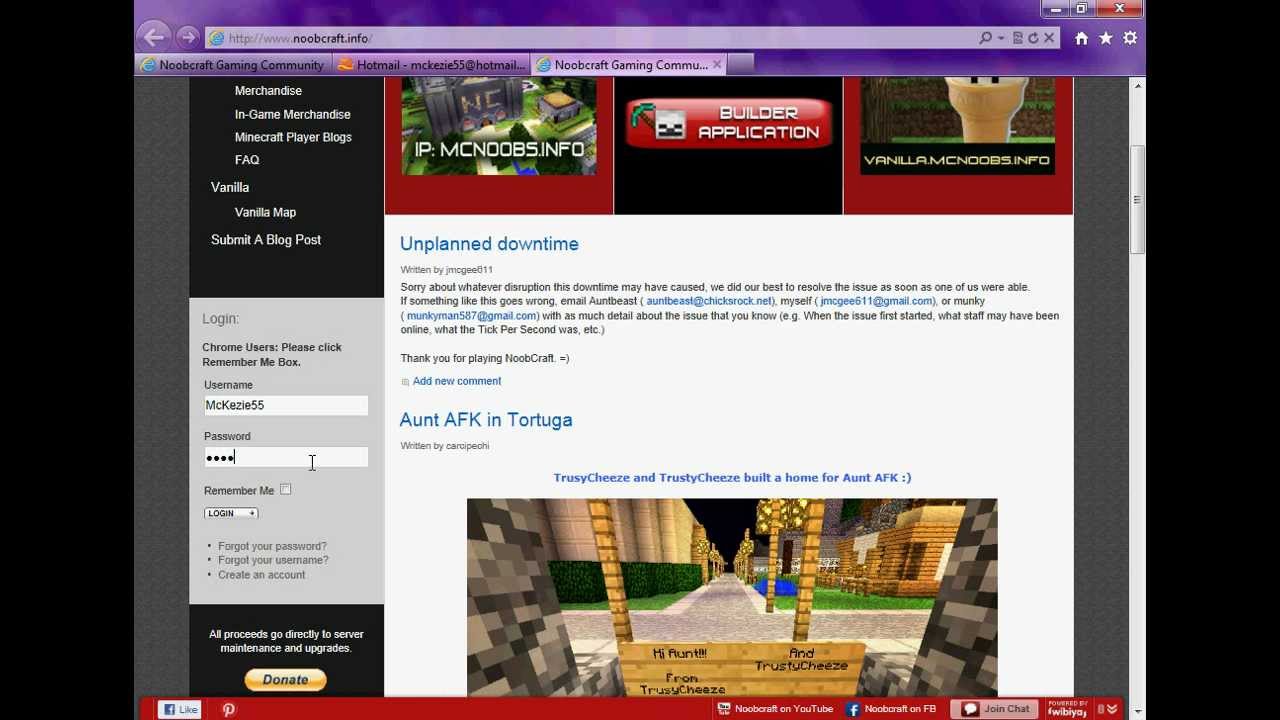 Minecraft Server Noobcraft - How to Register - YouTube