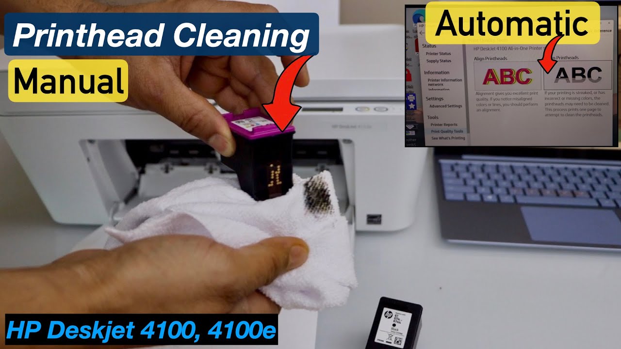 HP Deskjet 4100 Printhead Cleaning Automatic & Manual Method. - YouTube