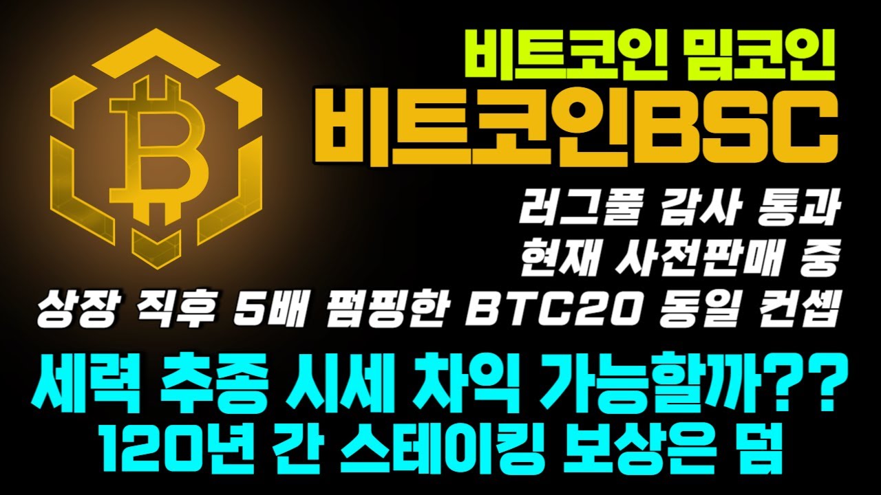 러그풀 감사 통과 및 상장 예정인 비트코인bsc 프리세일 중 스테이킹 패시브 인컴 가능 여부 판단해보세요 Youtube