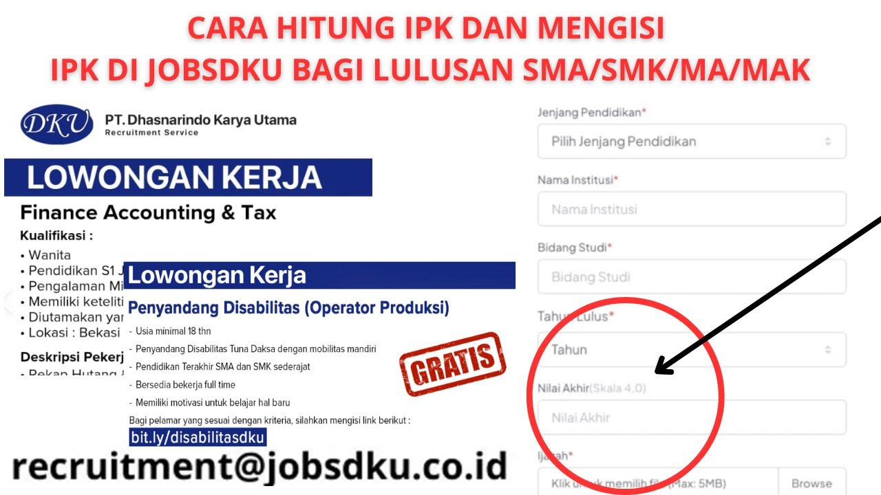 CARA HITUNG IPK DAN ISI IPK DI JOBDSKU BAGI LULUSAN SMA / SEDERAJAT ...