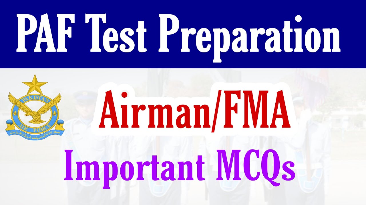 PAF Airman Test Preparation 2023 | PAF FMA Test Important MCQs - YouTube