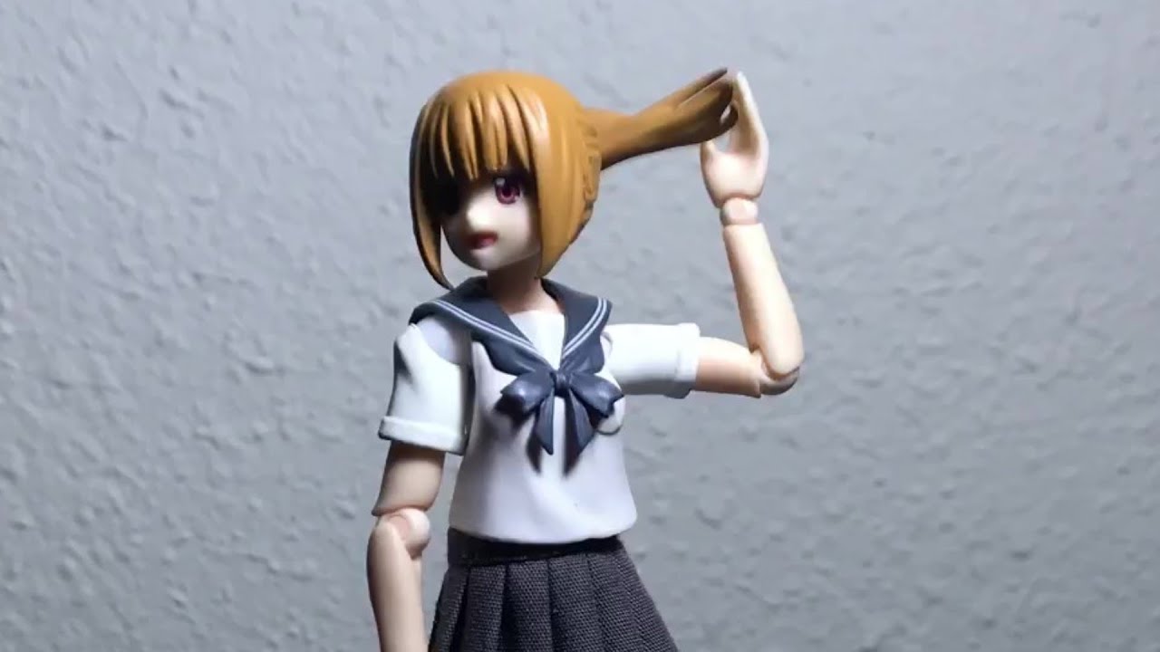 Hair physics test (figma stop motion) - YouTube