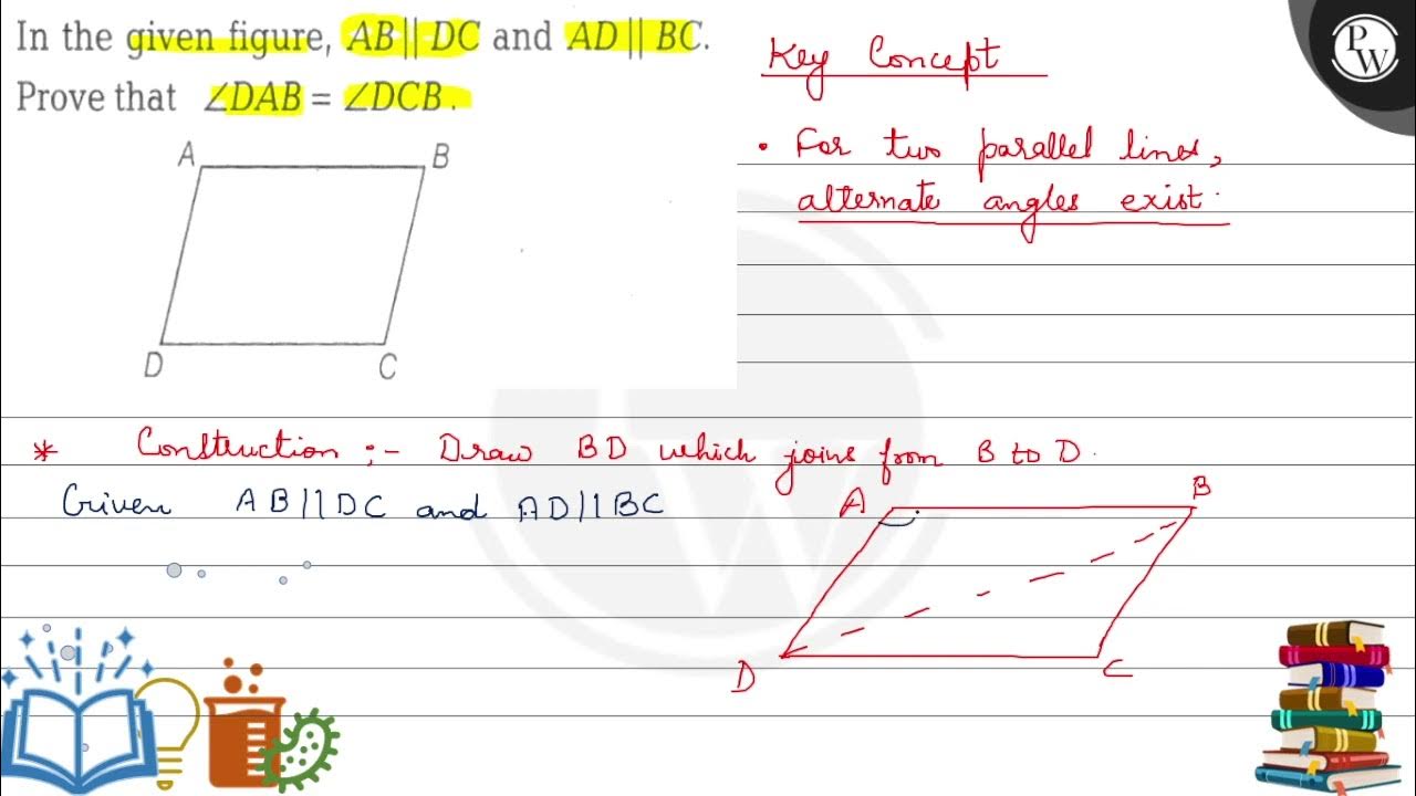 In the given figure, \( A B \| D C \) and \( A D \| B C \). Prove that \( \angle D A B=\angle D ...