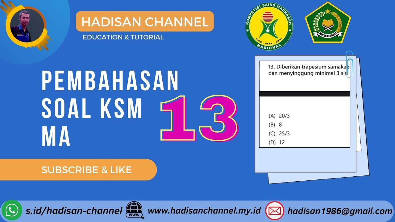 PEMBAHASAN KSM MATEMATIKA MA 2022 dan UJI COBA KSM 2023 NO 13 ...