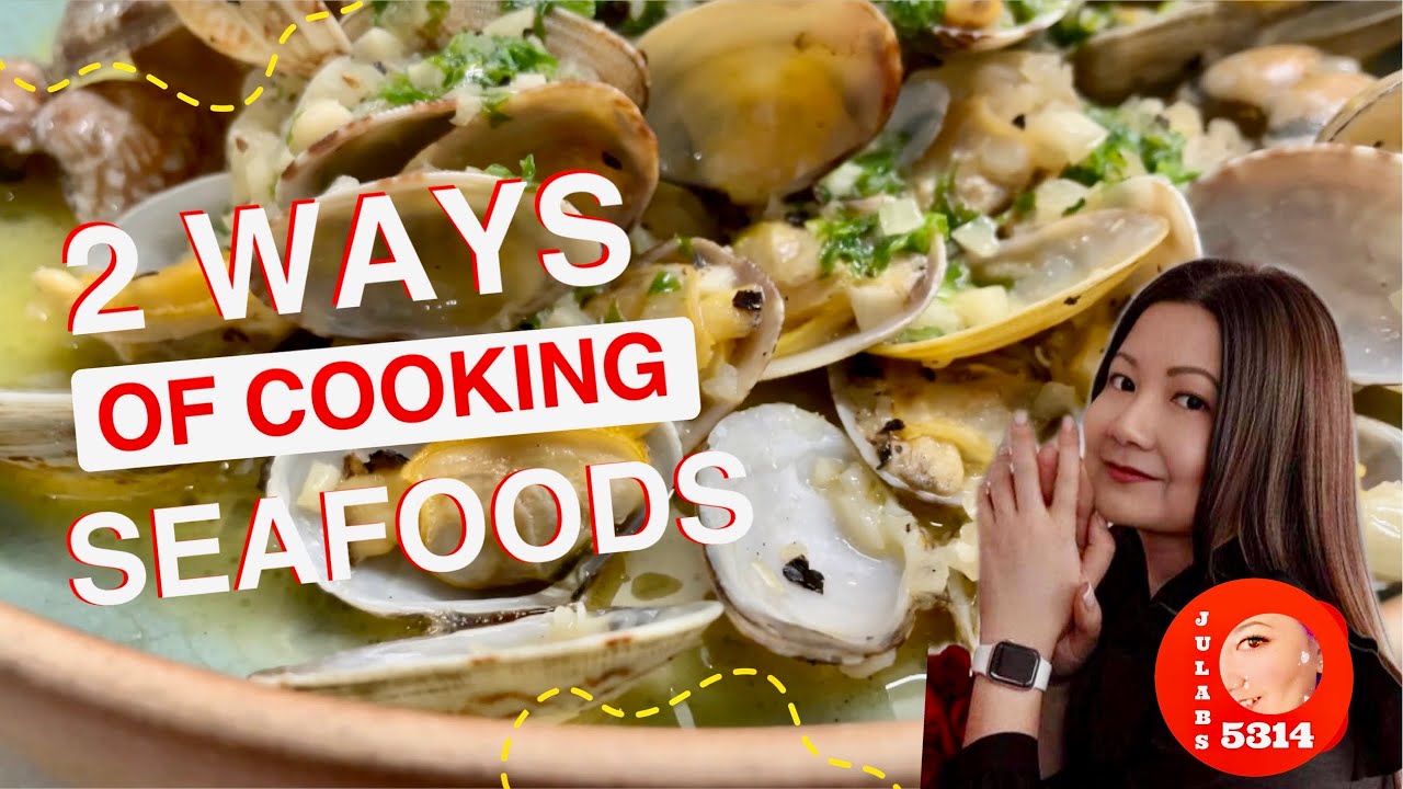 TWO WAYS OF COOKING SEAFOODS || BAKE SCALLOPS & STEAMED CLAMS - YouTube