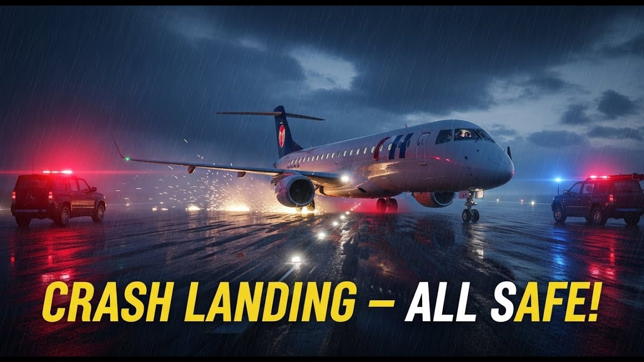 “Embraer Plane Crash Lands in Rainy Night – All Passengers Safe” - YouTube