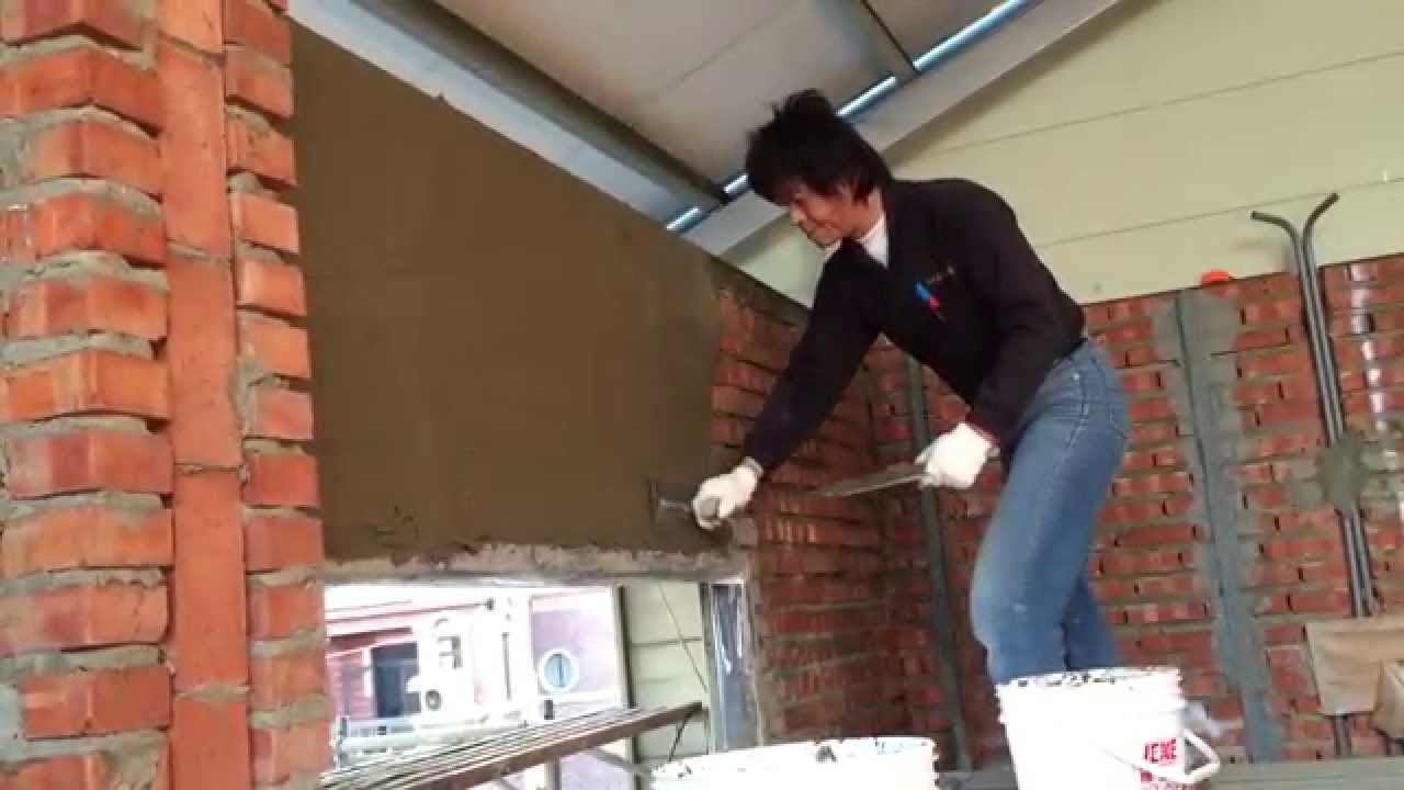 Sand and Cement Rendering on Brick Walls(Part 3) - First Coat - YouTube