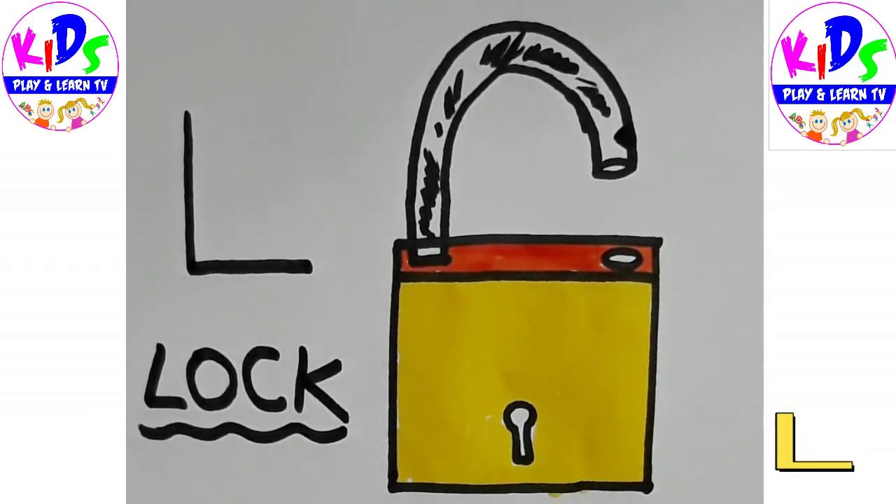 Turn Letter " L " into colorful Lock | Easy and Funny drawing for kids ...
