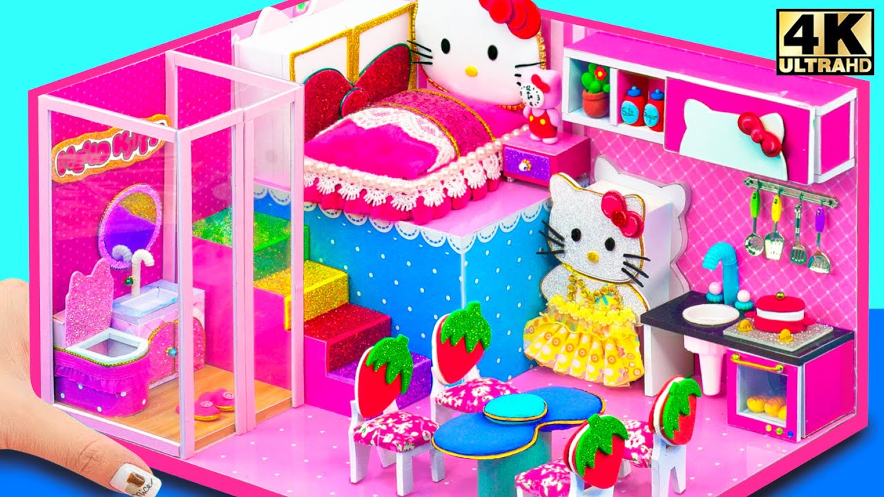 Make Easy Hello Kitty House with Bedroom, Kitchen and Living Room for ...