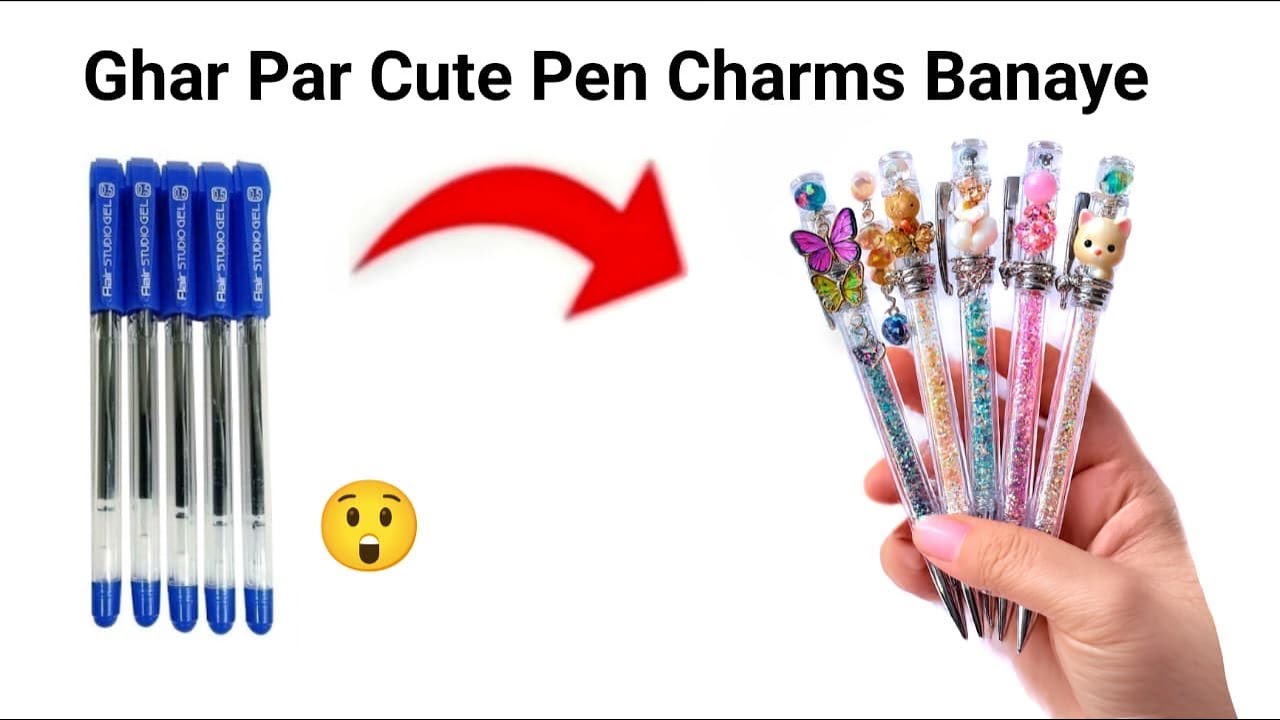 How to make pen Keychain/diy homemade glitter pens keychain/easy ...