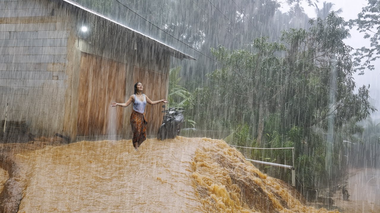 BIGGEST WINDSTORM & RAINSTORM IN WORLD VILLAGE | RAIN WALK FOR RELAXING ...