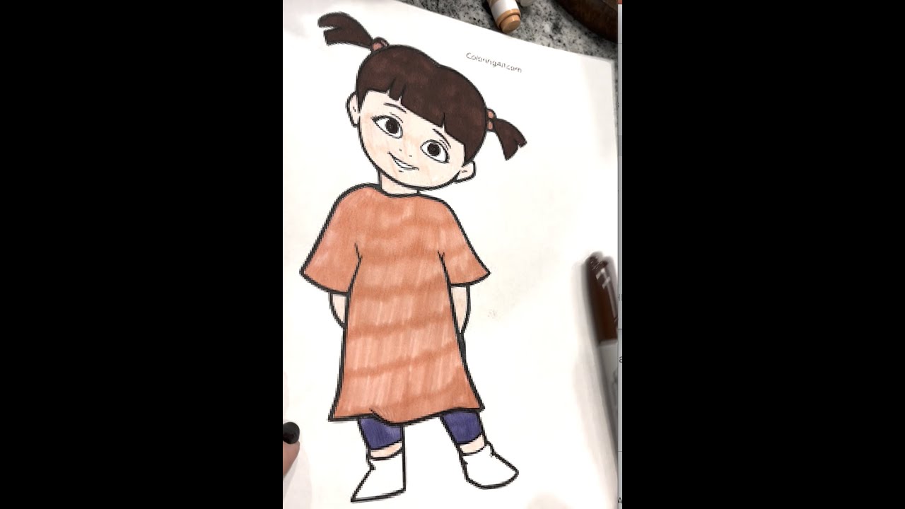 Coloring with Jay ~Boo from Monsters, Inc - YouTube