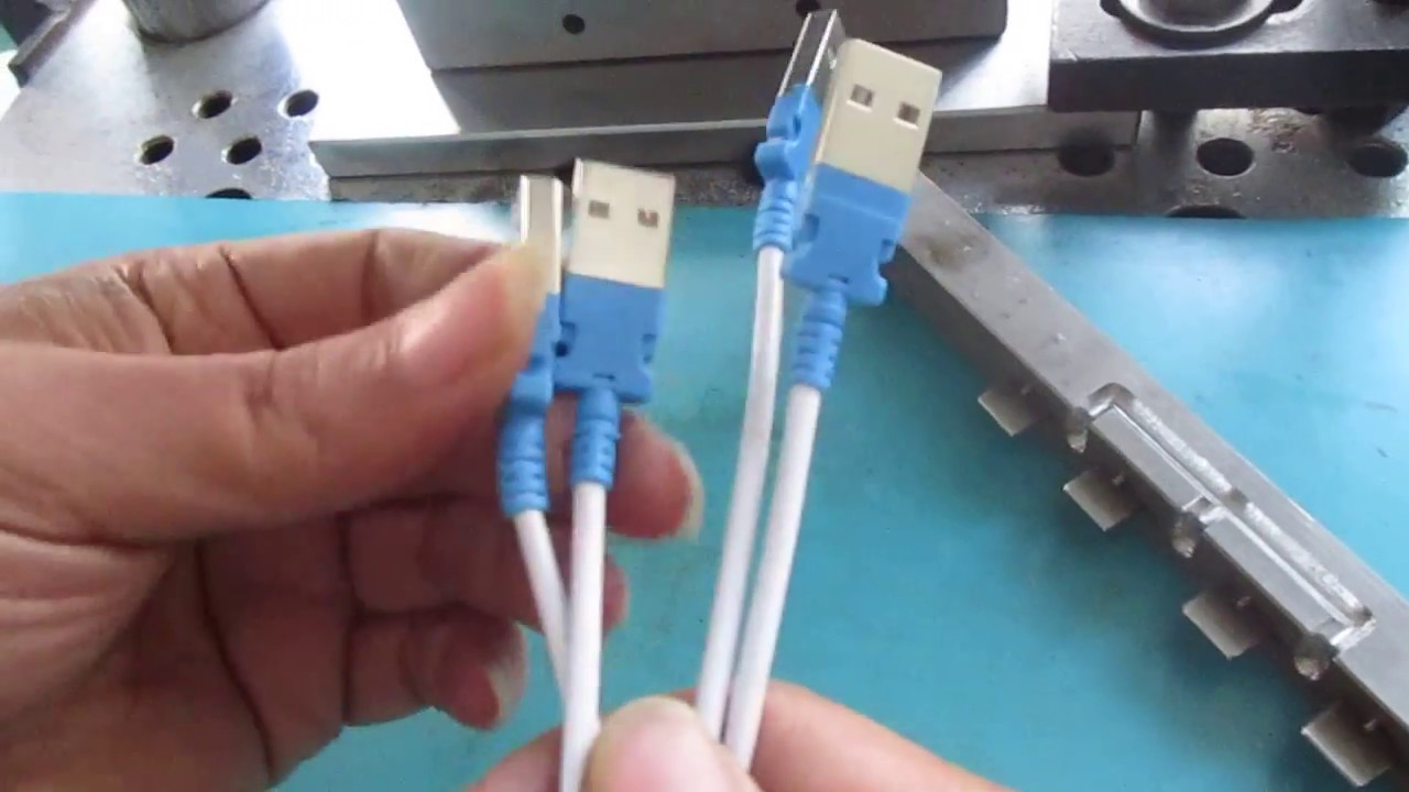 Mobile usb data cable injection molding machine - YouTube