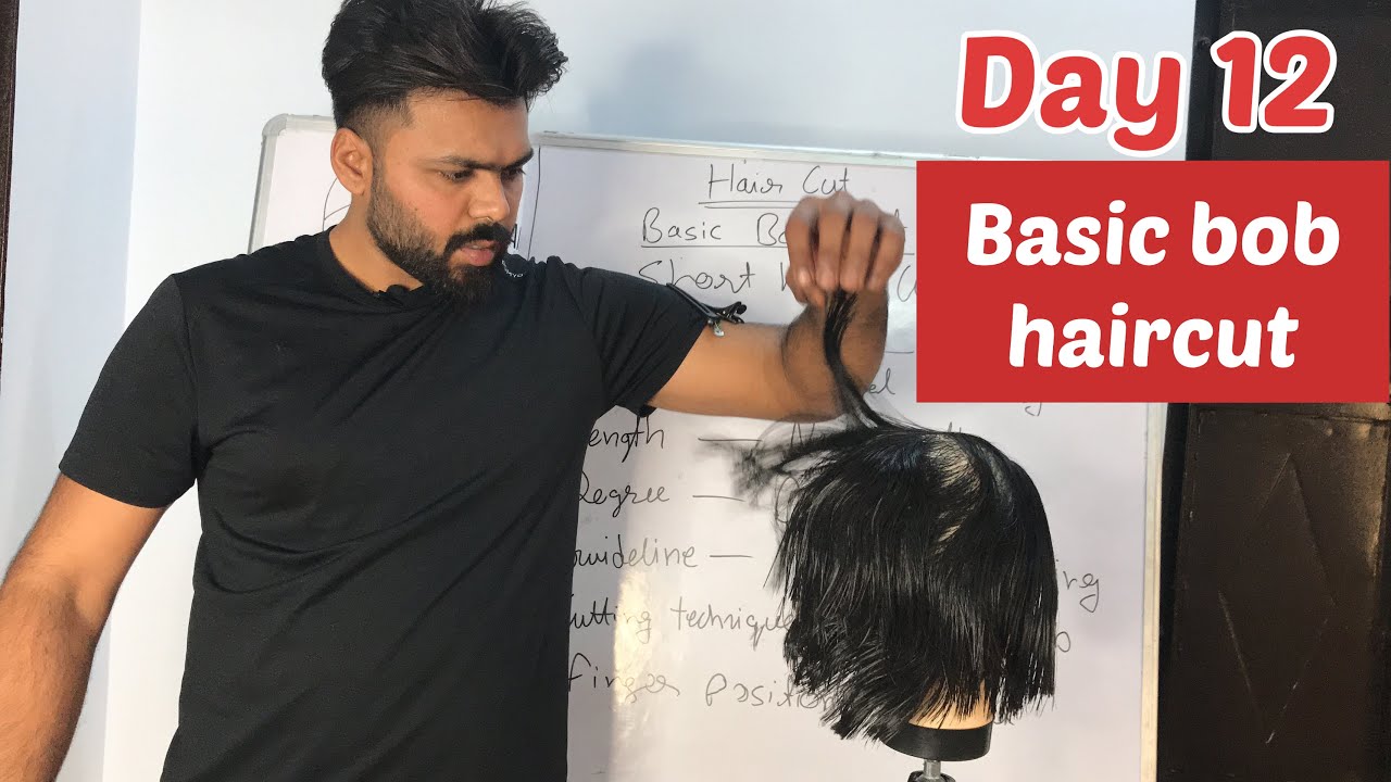 bob haircut + theory | day 12 | short haircut | advance hair course ...