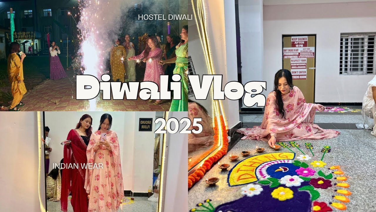 🌸HOSTEL LIFE:🪔Celebrating Diwali with hostel mates |🎨Rangoli/Ramp walk ...