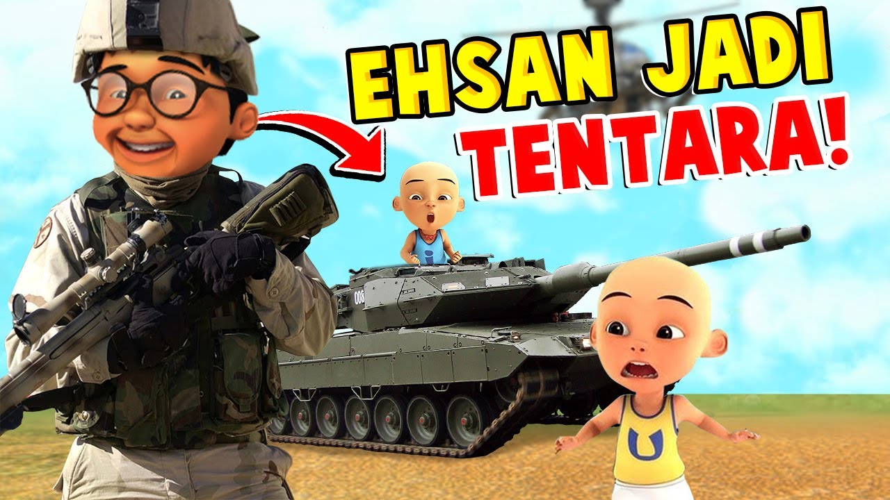 ehsan menjadi tentara punya tank upin ipin terkejut melihat.. - YouTube
