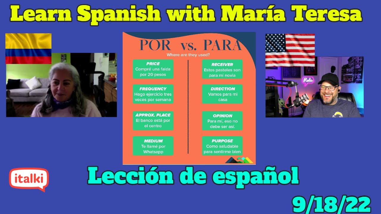 Por Y Para Lesson with Intermediate Spanish practice - YouTube