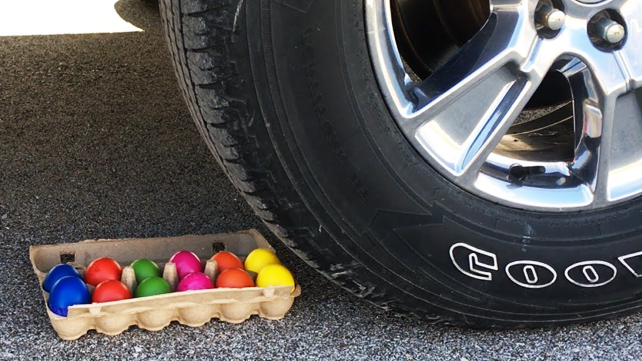 Crushing Crunchy & Soft Things by Car! EXPERIMENT: Car vs Party Eggs ...