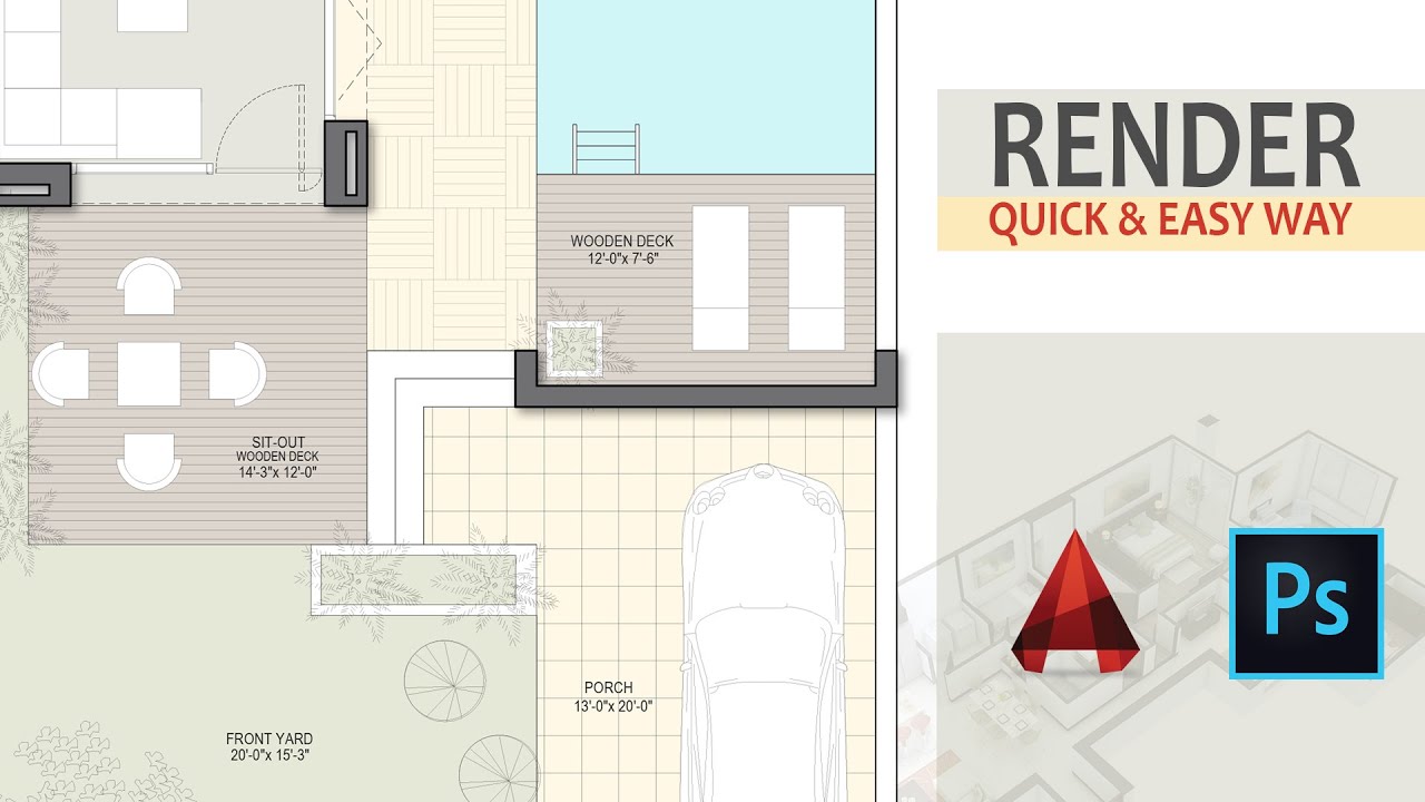 Architectural floor plan render in photoshop | Part 1| - YouTube