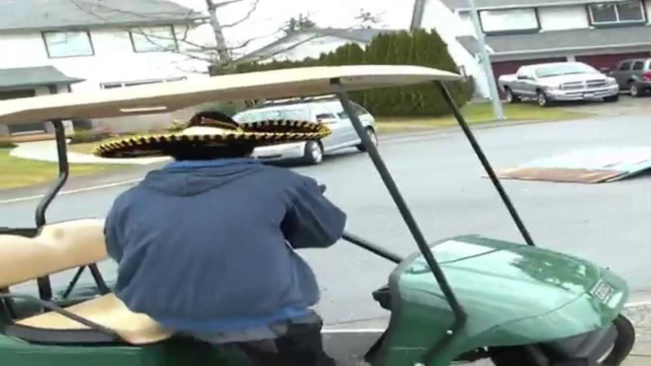 EZ-GO GAS GOLF CART JUMP HD - YouTube