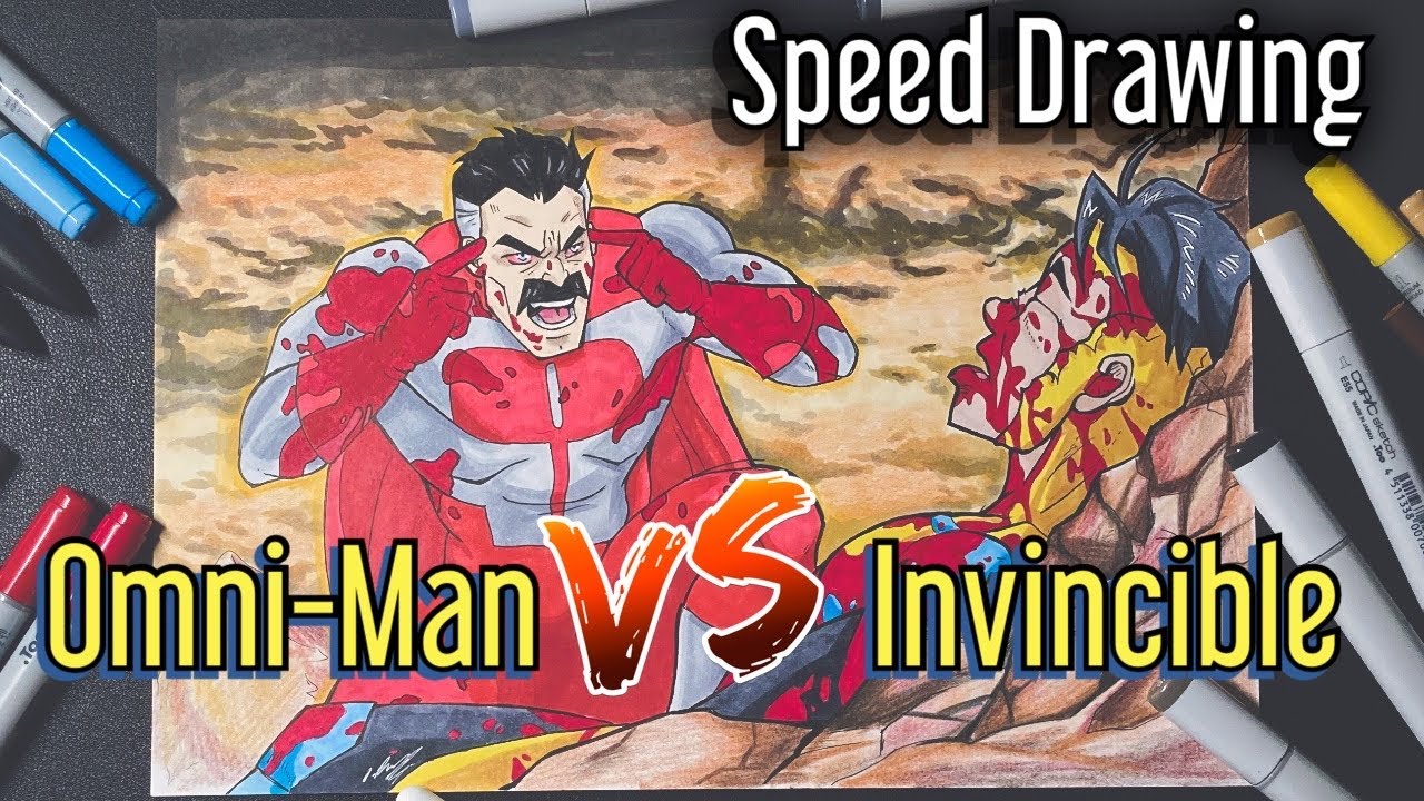 Drawing Invincible VS Omni-Man "Think Mark Think" Speed Drawing - YouTube