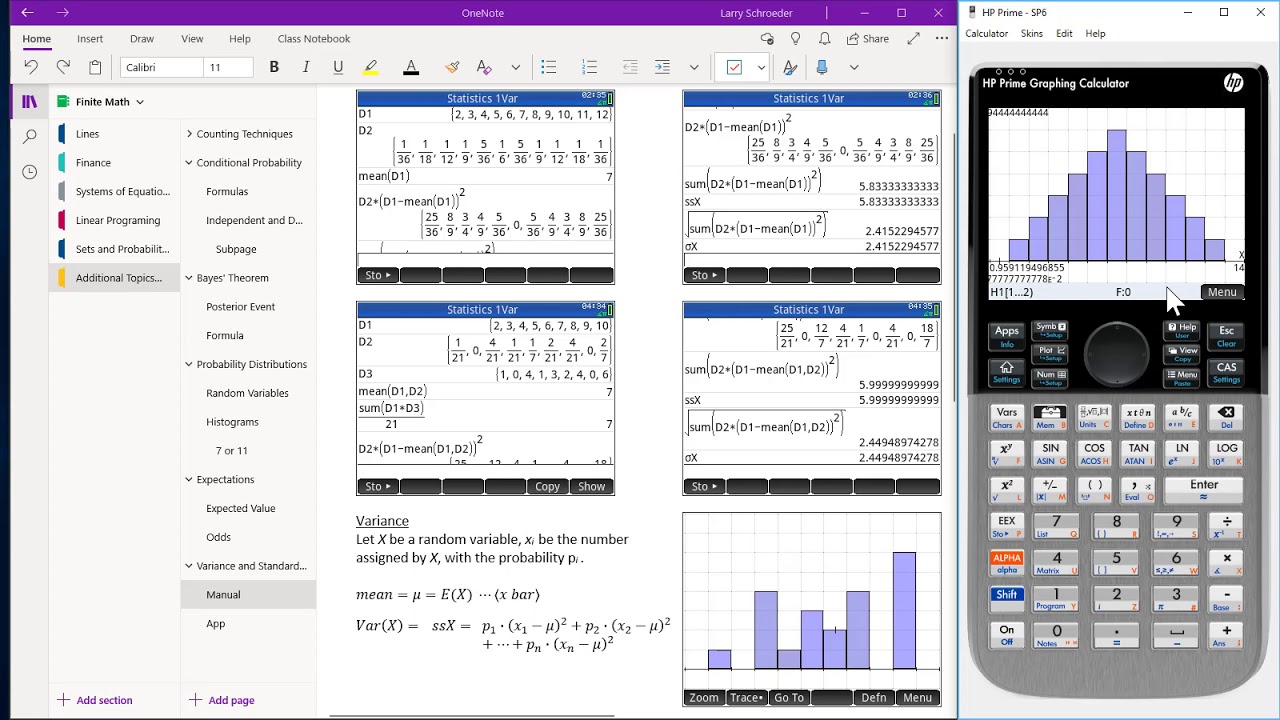HP Prime Onenote Manual Calculations of Variance and Standard Deviation ...