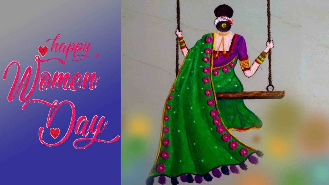 Easy Women's day special rangoli design | 8 March woman's day rangoli ...