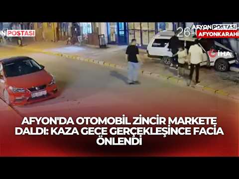 Afyon'da otomobil zincir markete daldı: Kaza gece gerçekleşince facia önlendi