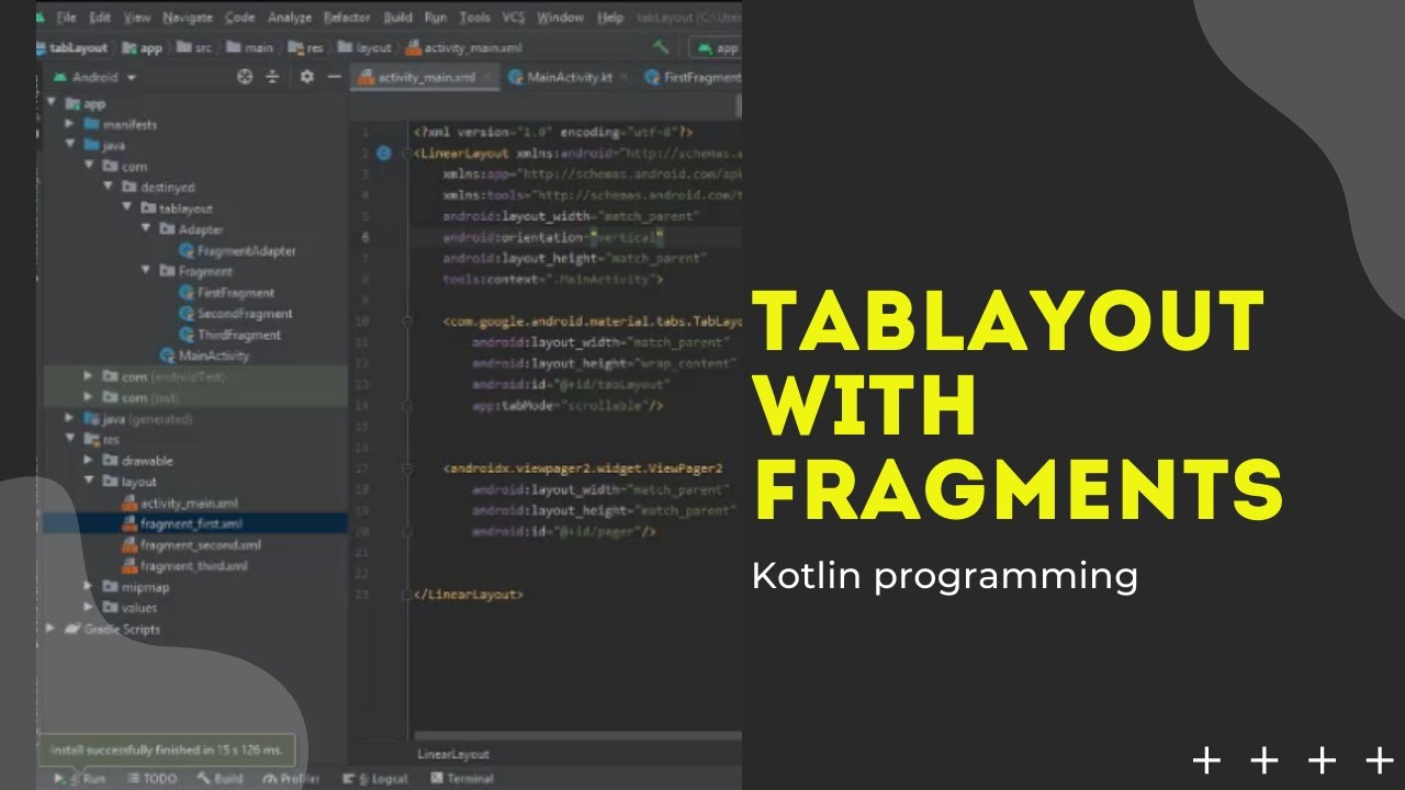 Build A Tablayout With Fragment Using Kotlin Youtube