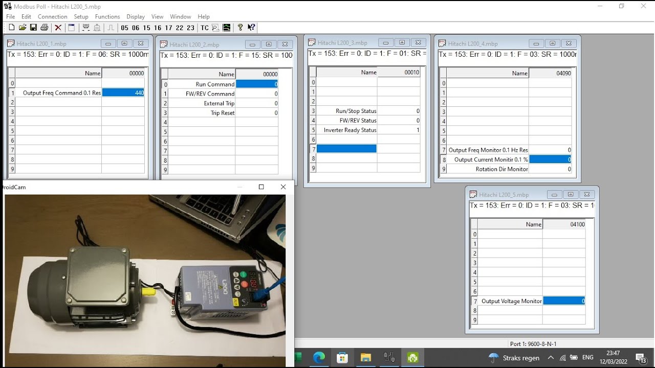 Episode 4 VFD Hitachi L200 Control and Monitor by Modbus Poll RS-485 ...