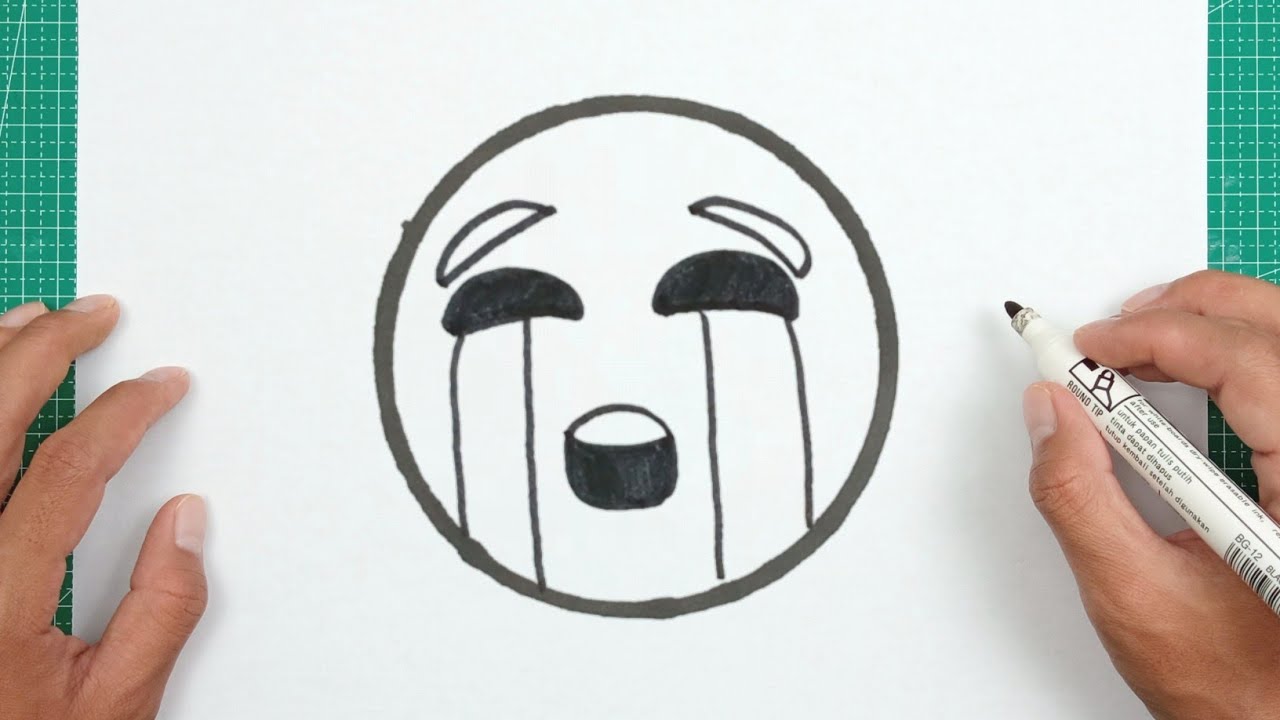 HOW TO DRAW A CRYING EMOJI - YouTube