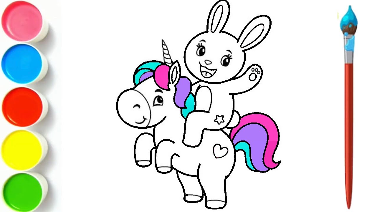 How to draw a unicorn and rabbit | easy | drawing and colouring | for ...
