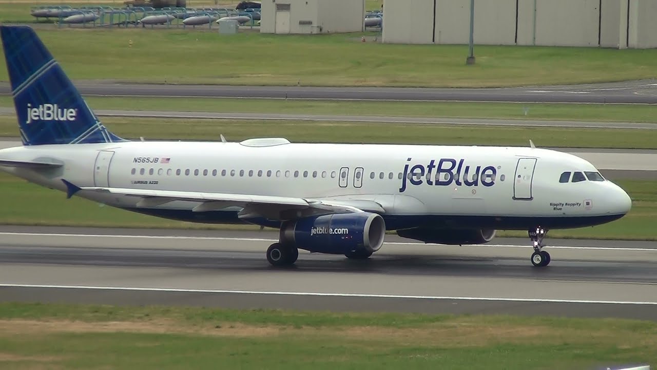 JetBlue N565JB A320 Takeoff Portland Airport (PDX) - YouTube