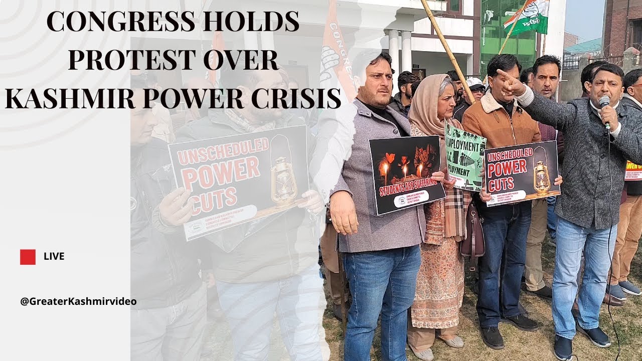 Congress holds protest over Kashmir power crisis - YouTube