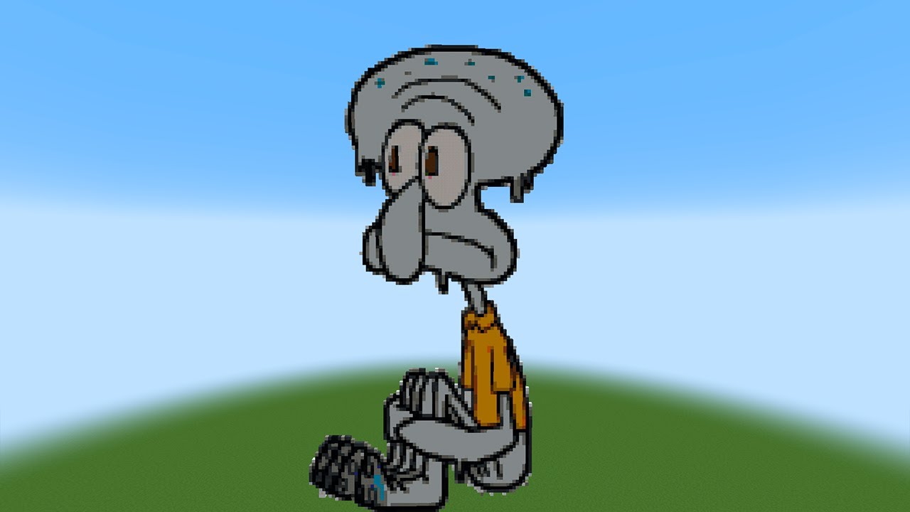 Squidward Minecraft Pixel Art - YouTube