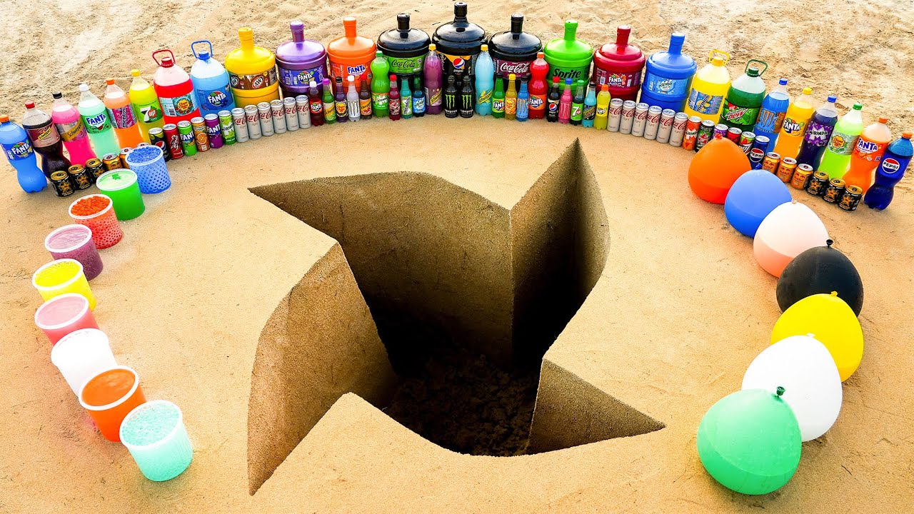 Big Toothpaste Eruption from Pinwheel pit, Giant Pepsi & Coca Cola ...