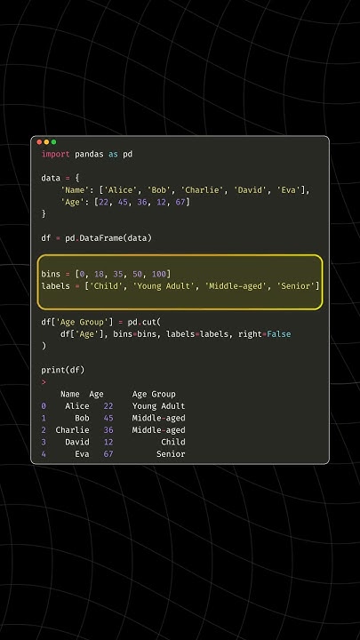 Pandas cut operation "pd.cut" - YouTube