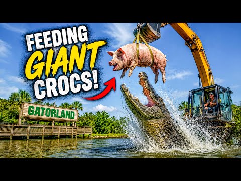 Giant Crocodile Feeding Frenzy!