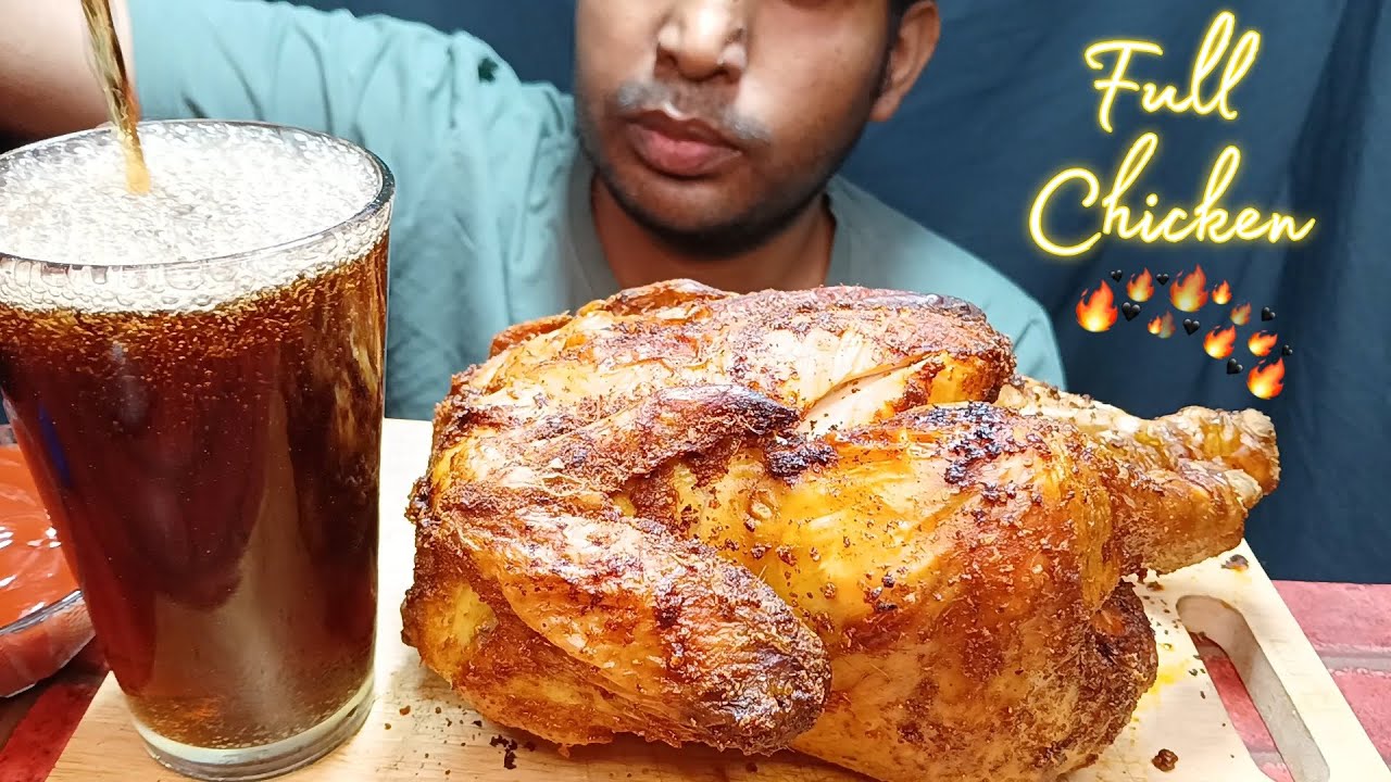 ASMR FULL CHICKEN EATING | OVEN ROTISSERIE WHOLE CHICKEN (No Talking ...