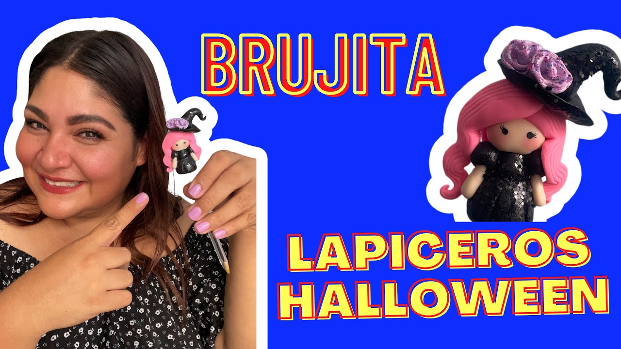 Lapicero 🧙‍♀️ brujita halloween 🎃 porcelana fria / pasta flexible - YouTube