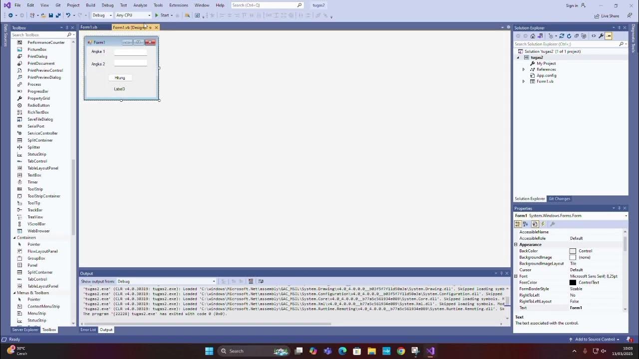 TUGAS MEMBUAT FORM VB.NET MENGGUNAKAN VISUAL STUDIO 2019 - YouTube