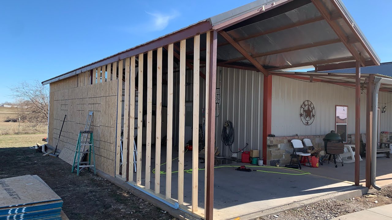 Framing a wood wall inside a metal barndominium - YouTube