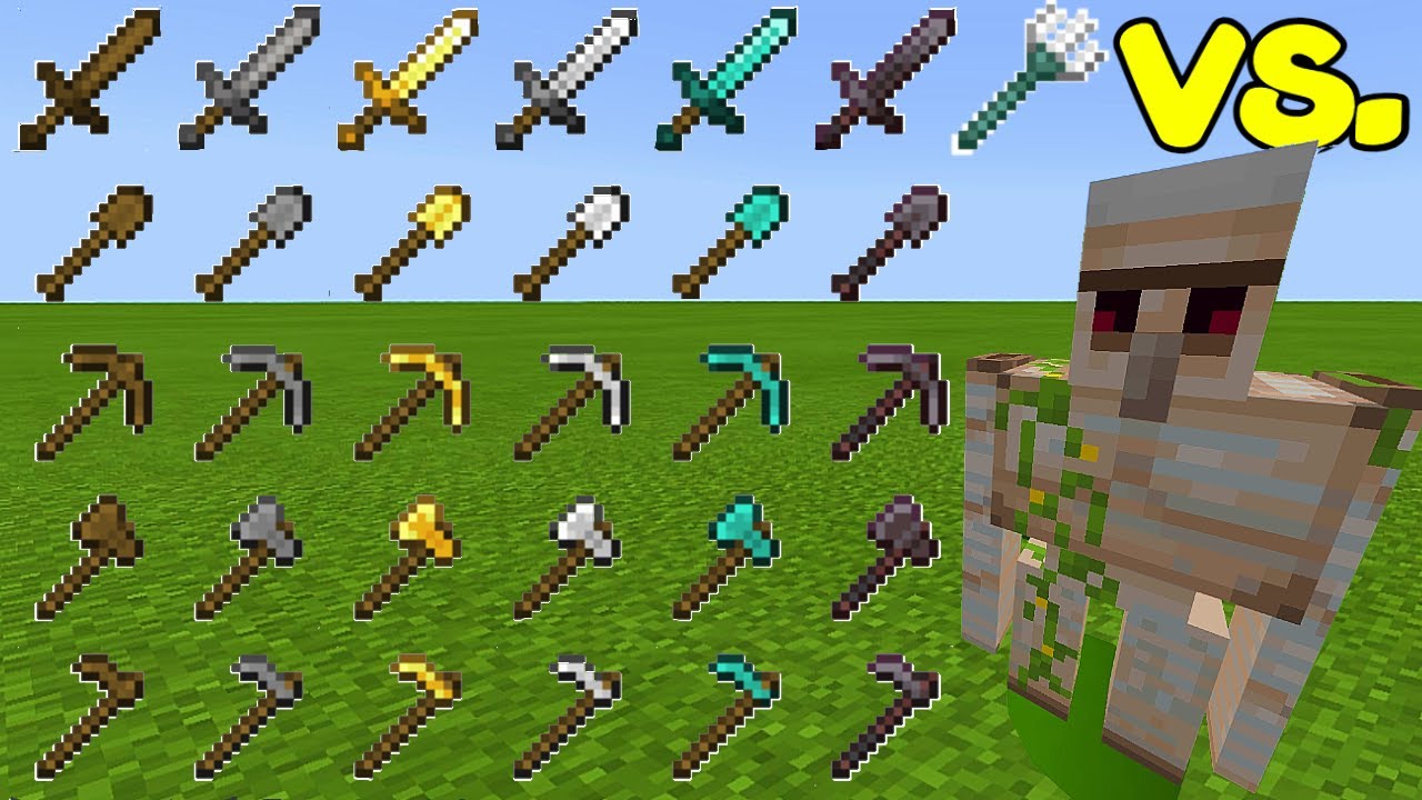 All Tools in Minecraft vs Iron Golem - YouTube