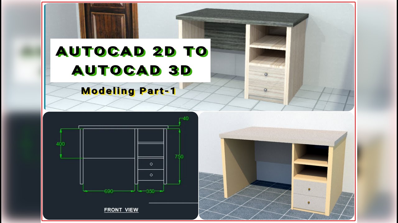 Autocad 3d Office Table Modeling Part 1 By Er Pritpal Bains Autocadtutorials Autocadbasic