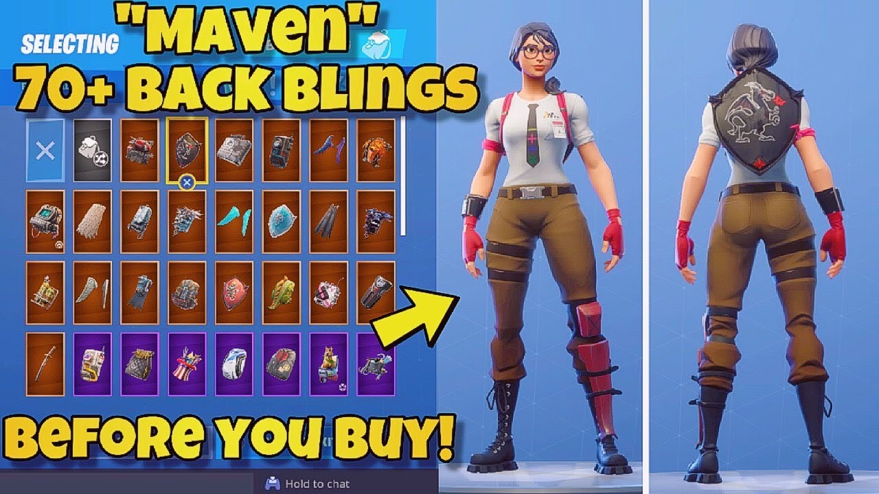 NEW "MAVEN" SKIN Showcased With 70+ BACK BLINGS! Fortnite Battle Royale ...
