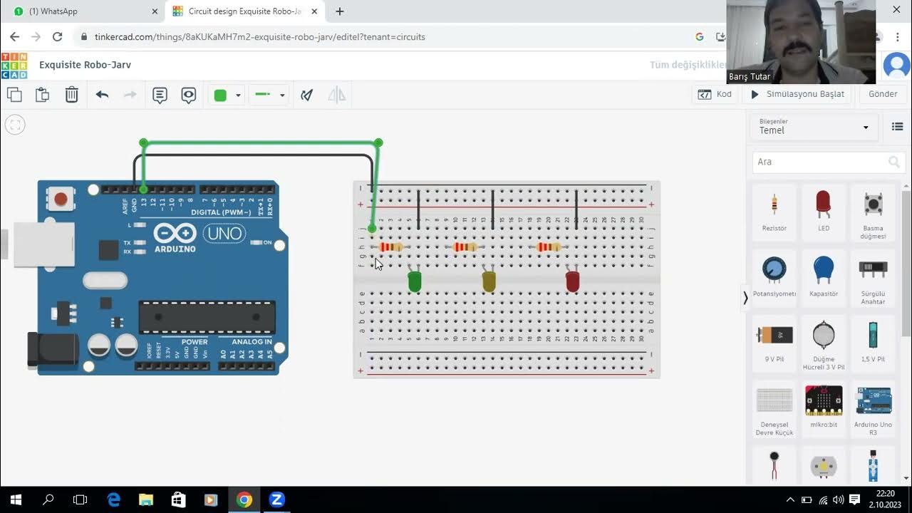 breadboard ile arduino trafik lambası devre tasarımı - YouTube