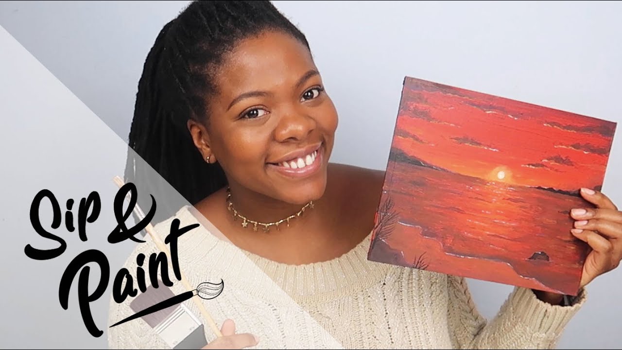 Sip and Paint : Sunset Acrylic Painting Tutorial - YouTube