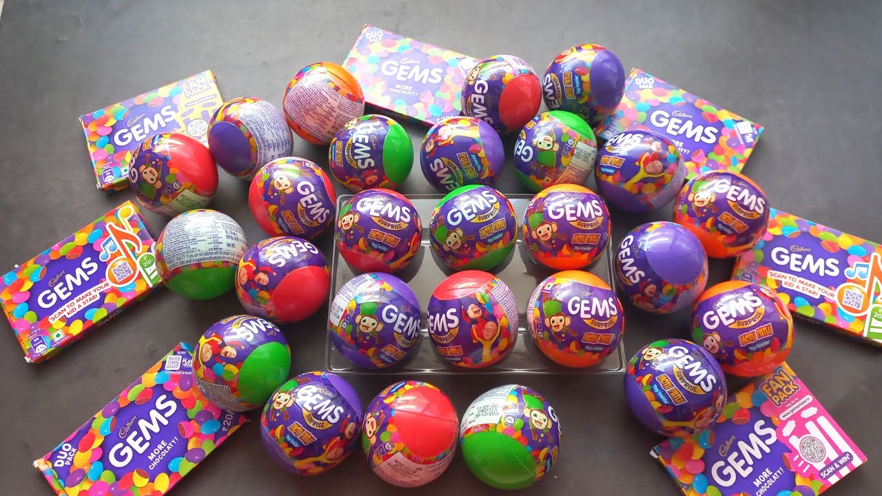 Gems opening video, surprise toys, chocolate opening video, lots of ...