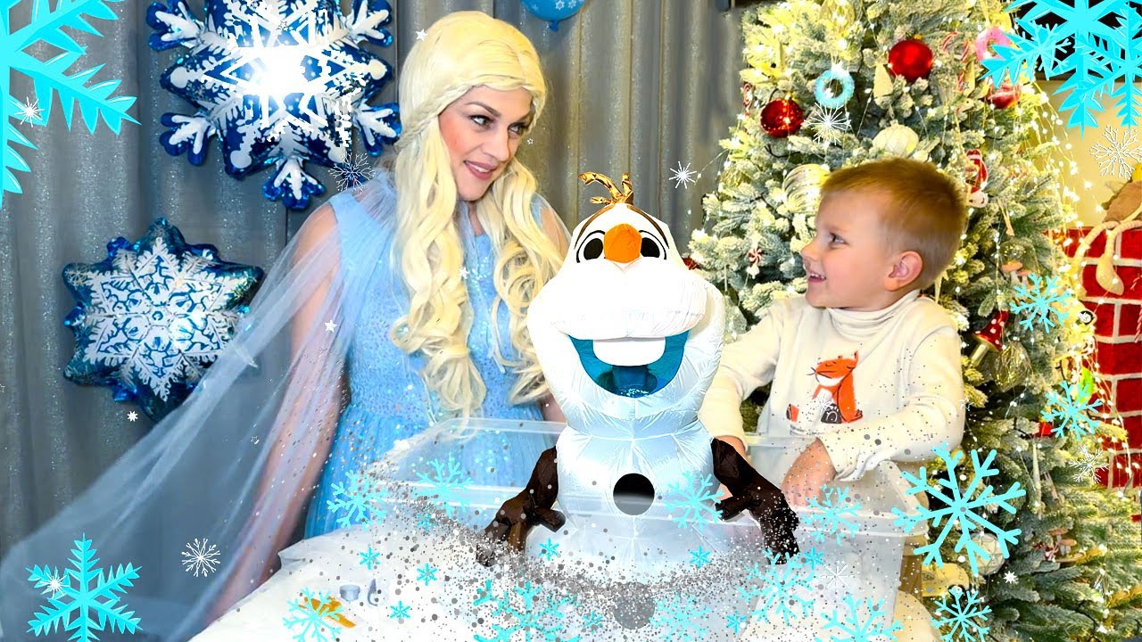Denis Plays with Disney Frozen Princess Elsa and makes Olaf snowman ...