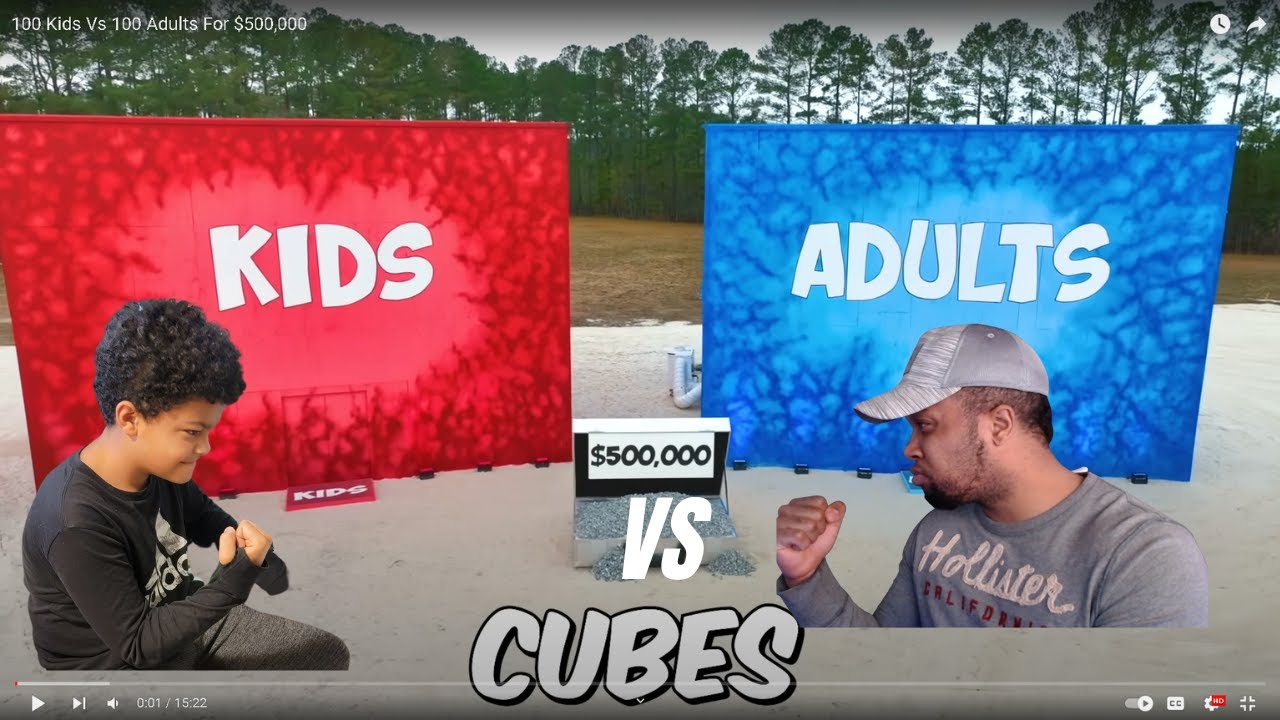 Mr.Beast 100 Kids Vs 100 Adults For $500,000 | Reaction - YouTube